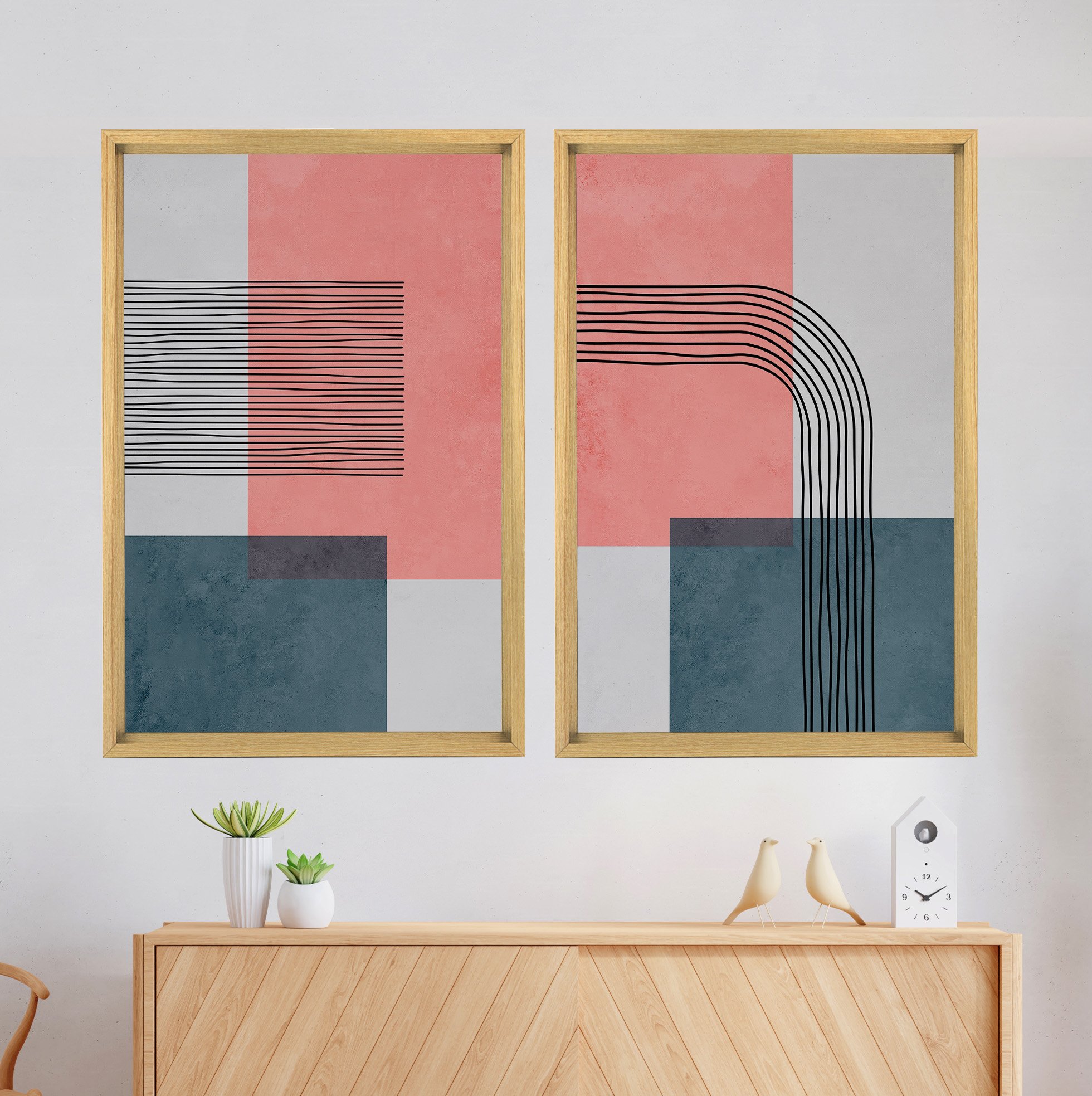 Kit 2 Quadros Decorativos Soft Pink